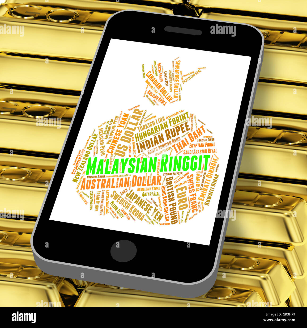 Malaysian Ringgit Indicating Currency Exchange And Wordcloud Stock ...