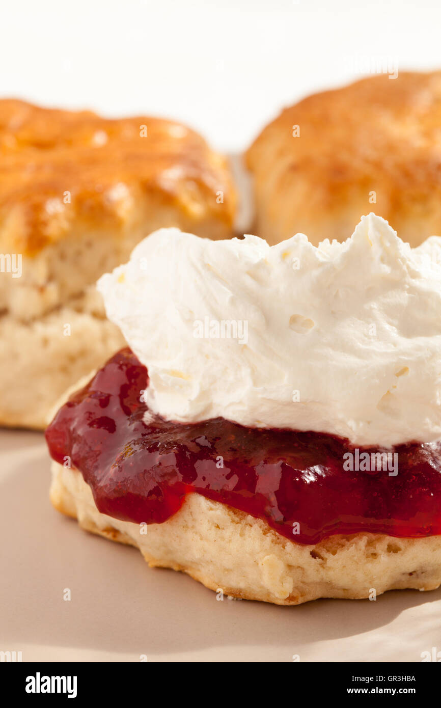 Scone, cream and jam Stock Photo - Alamy