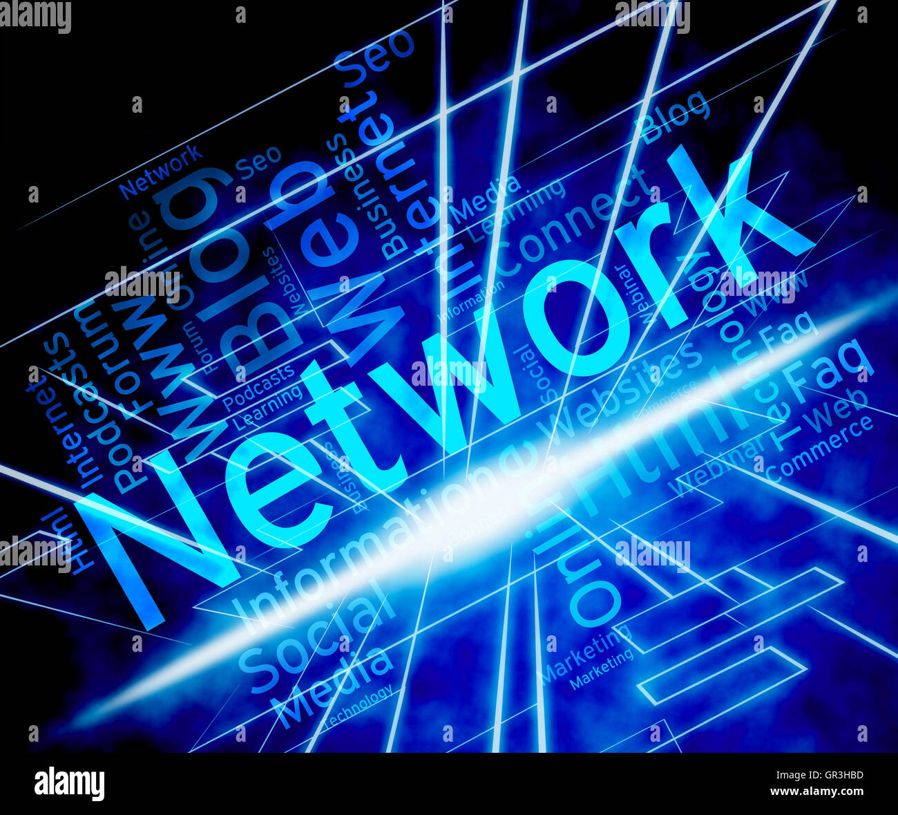 Network Word Meaning Global Communications And Internet Stock Photo - Alamy
