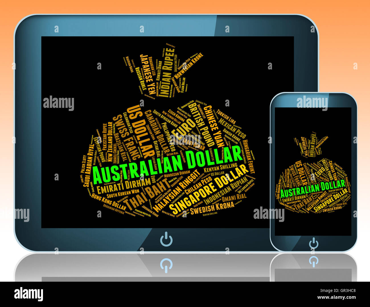 Australian Dollar Indicating Foreign Currency And Broker Stock Photo ...