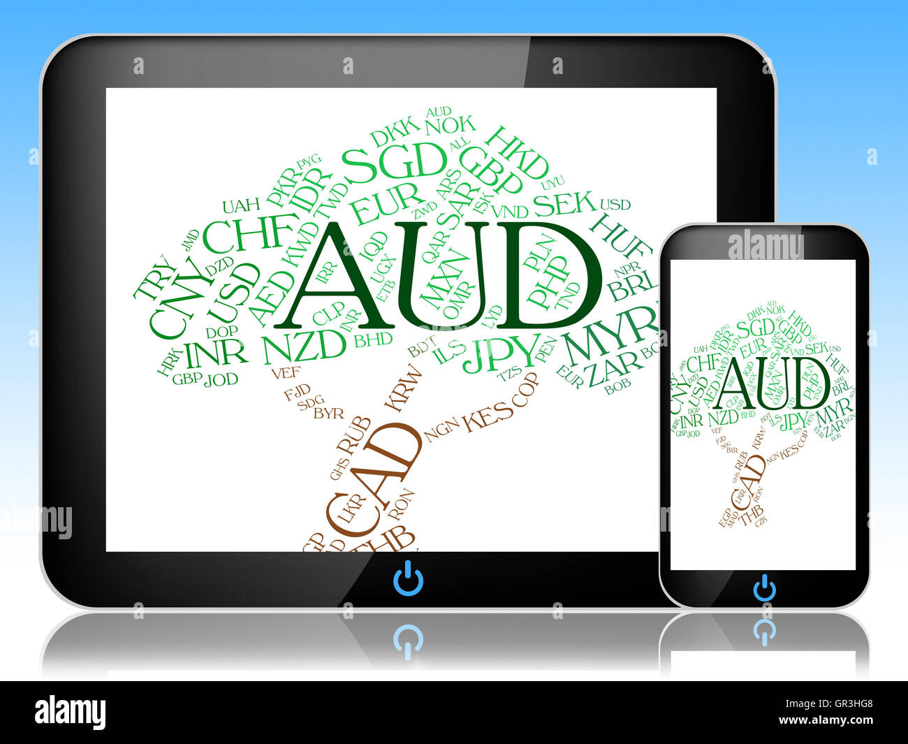 Aud Currency Indicating Australian Dollar And Market Stock Photo - Alamy