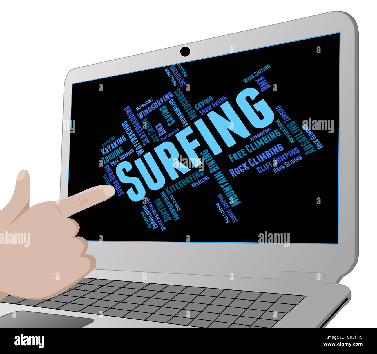 Surfing Word Indicating Surfboard Surfboarders And Surfboards Stock ...