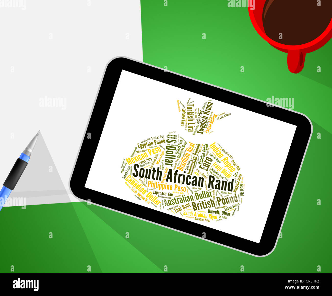 South African Rand Showing Currency Exchange And Words Stock Photo - Alamy