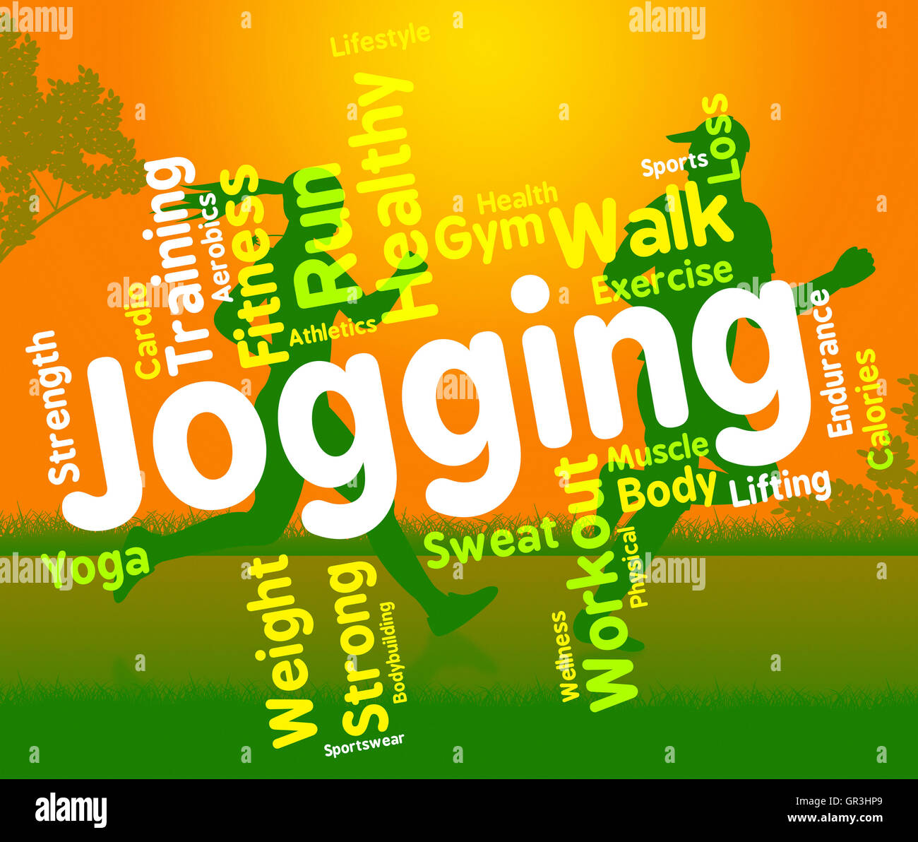 Jogging Word Indicating Running Healthy And Words Stock Photo - Alamy