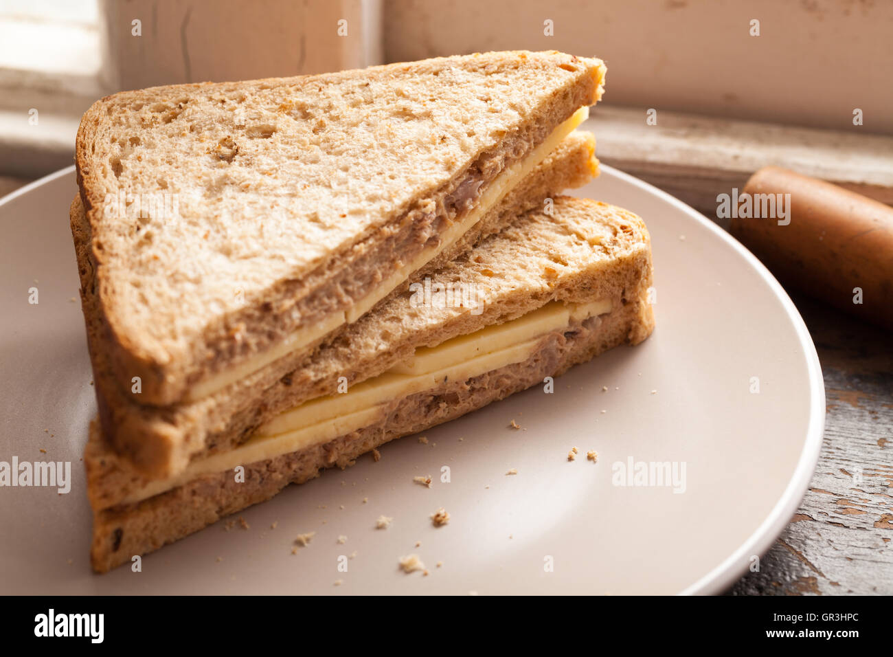 Tuna, mayonnaise and cheese sandwich Stock Photo - Alamy