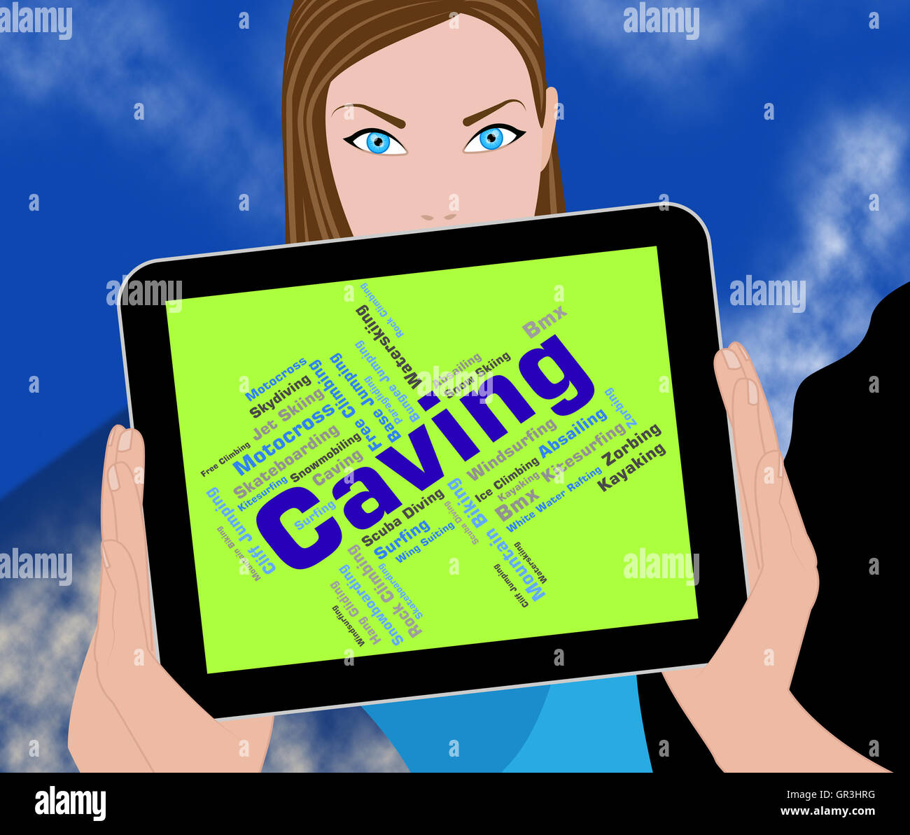 Caving Words Meaning Wordcloud Sport And Explorer Stock Photo - Alamy