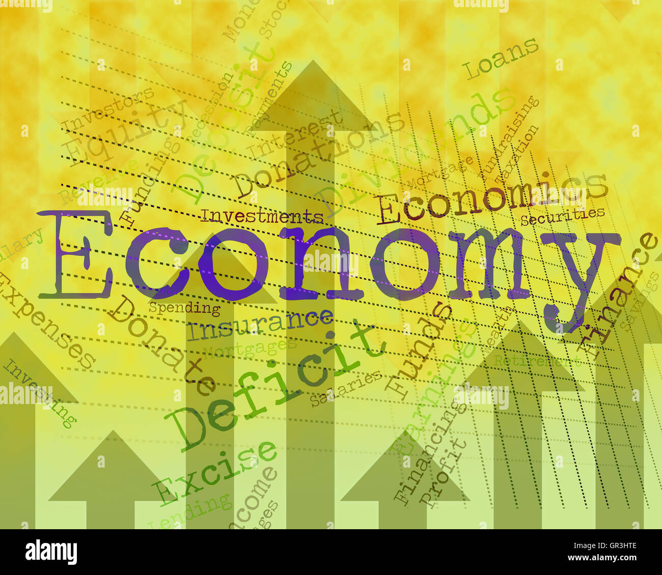 Economy Word Showing Micro Economics And Economize Stock Photo - Alamy