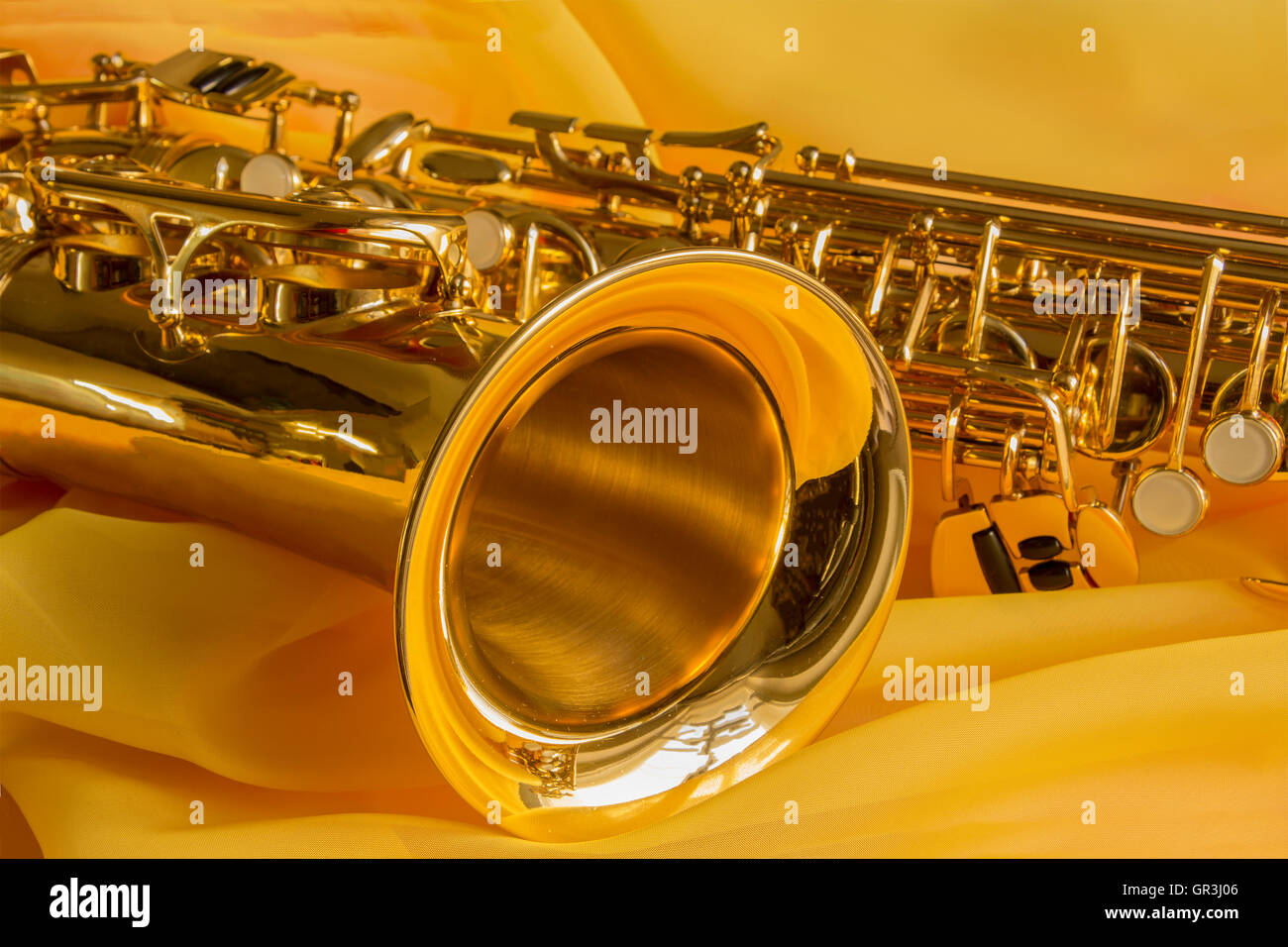 beautiful golden saxophone Stock Photo - Alamy