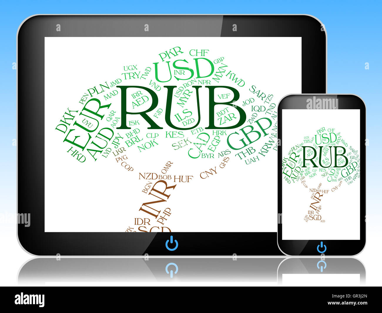 Rub Currency Representing Russian Rubles And Banknotes Stock Photo - Alamy
