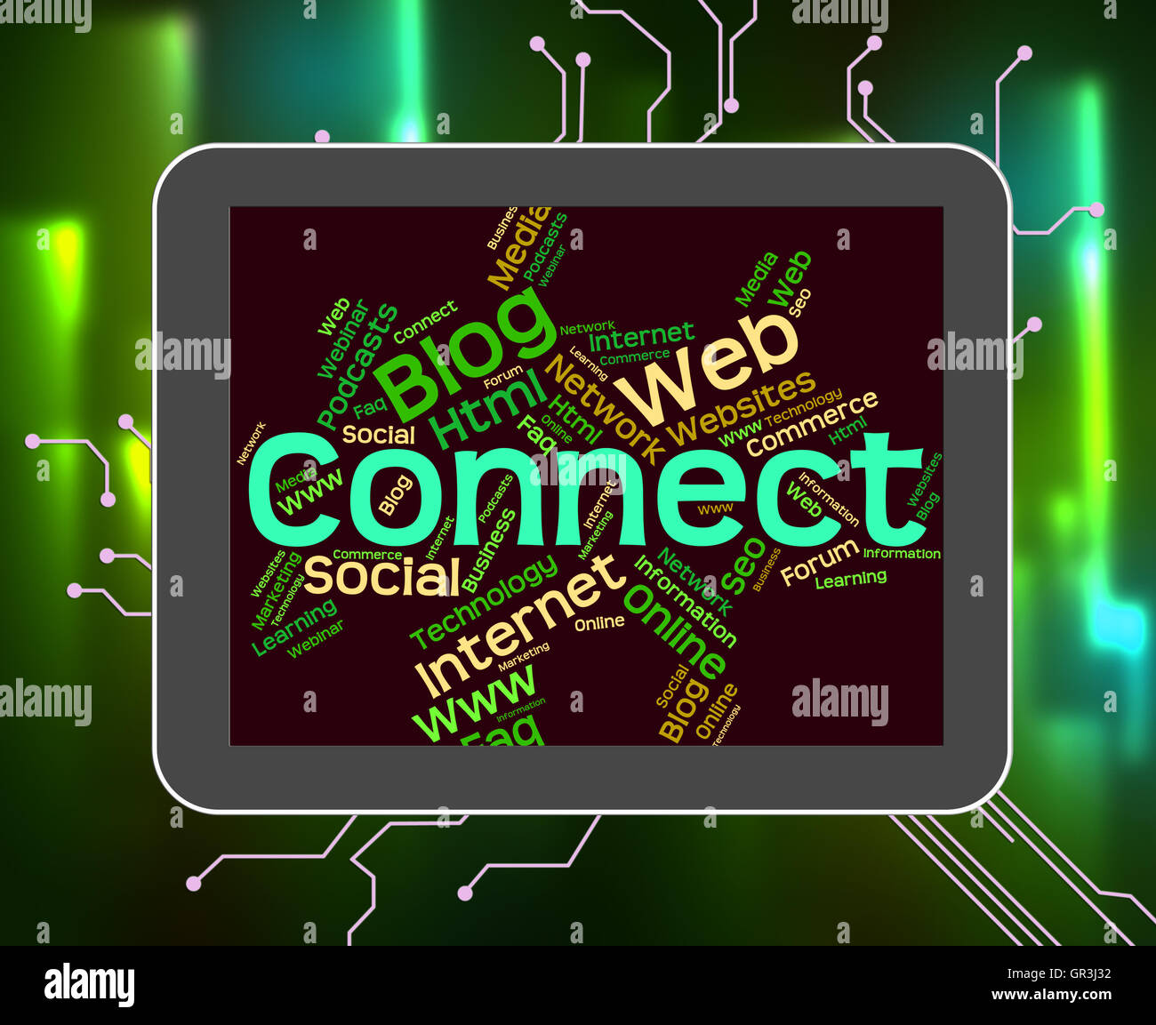Connect Word Representing Lan Network And Computing Stock Photo - Alamy
