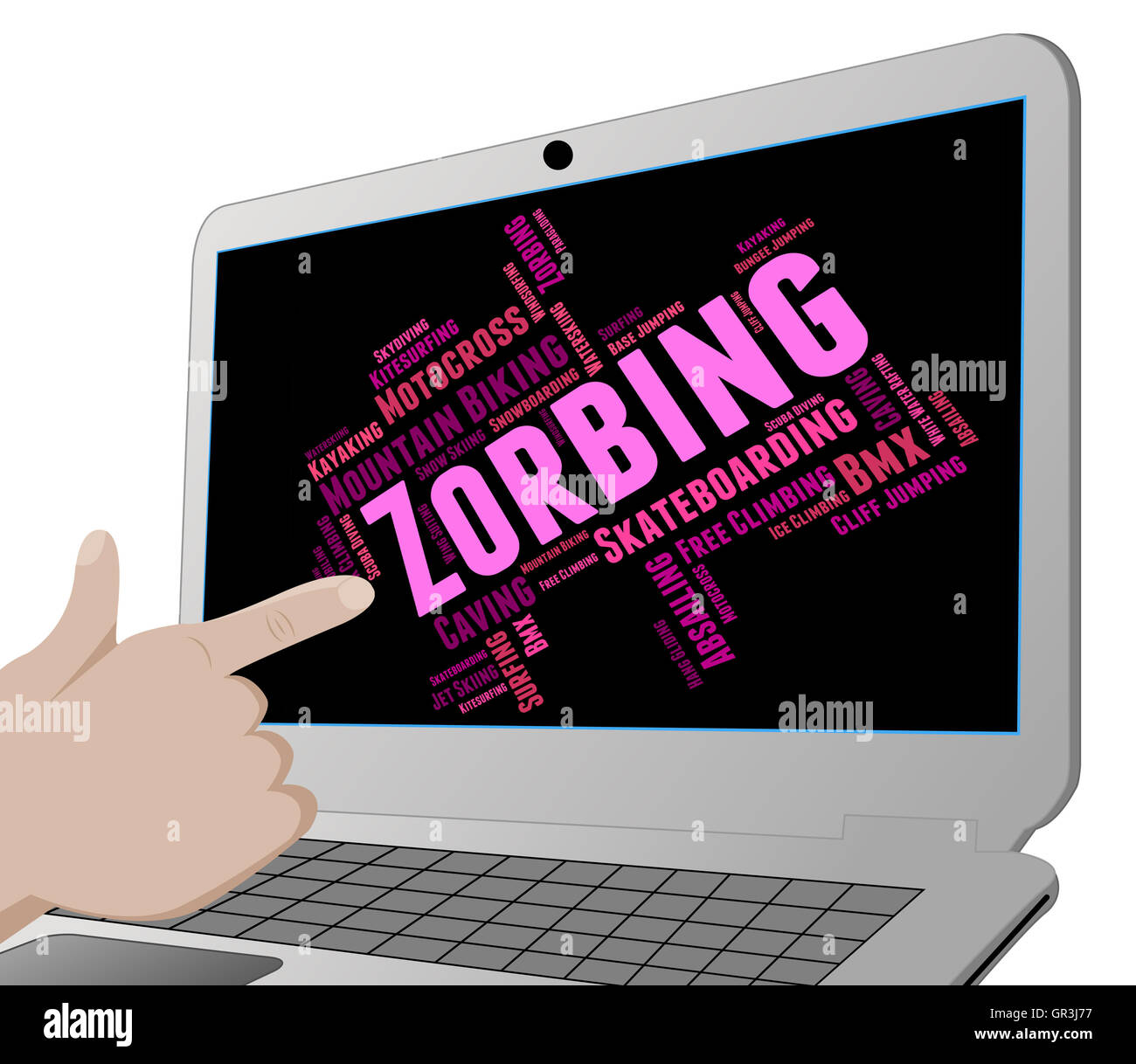 Zorbing Word Showing Sphere Rolling And Zorber Stock Photo - Alamy
