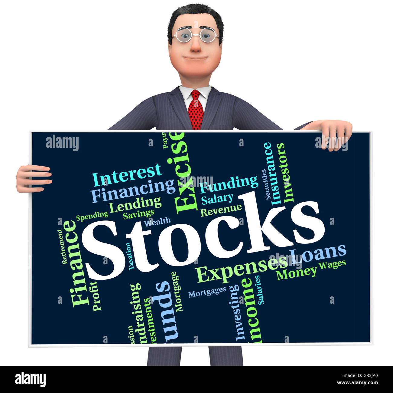 Stocks Word Showing Return On Investment And Buy In Stock Photo - Alamy