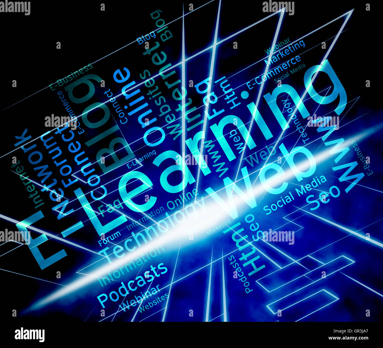 Elearning Word Representing World Wide Web And Web Site Stock Photo - Alamy