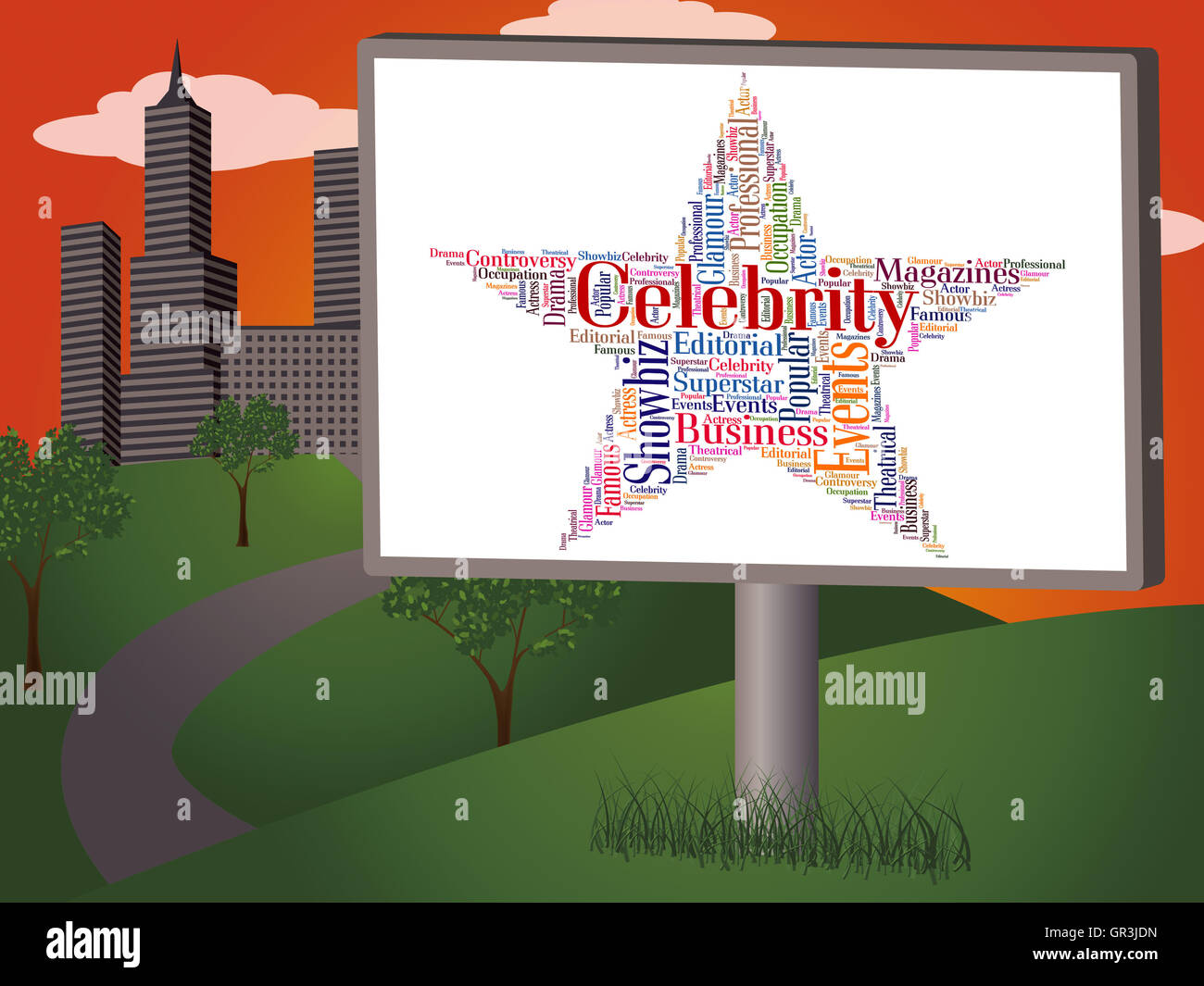 Celebrity Star Showing Notorious Wordcloud And Word Stock Photo - Alamy