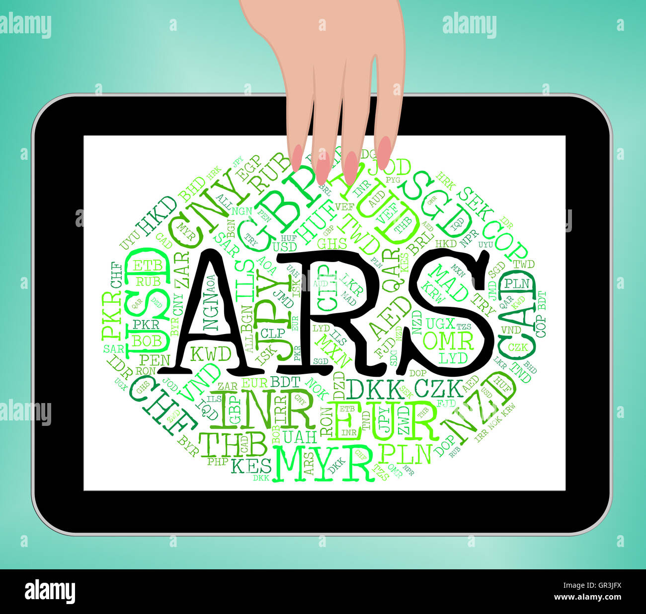 Ars Currency Representing Argentine Pesos And Exchange Stock Photo - Alamy