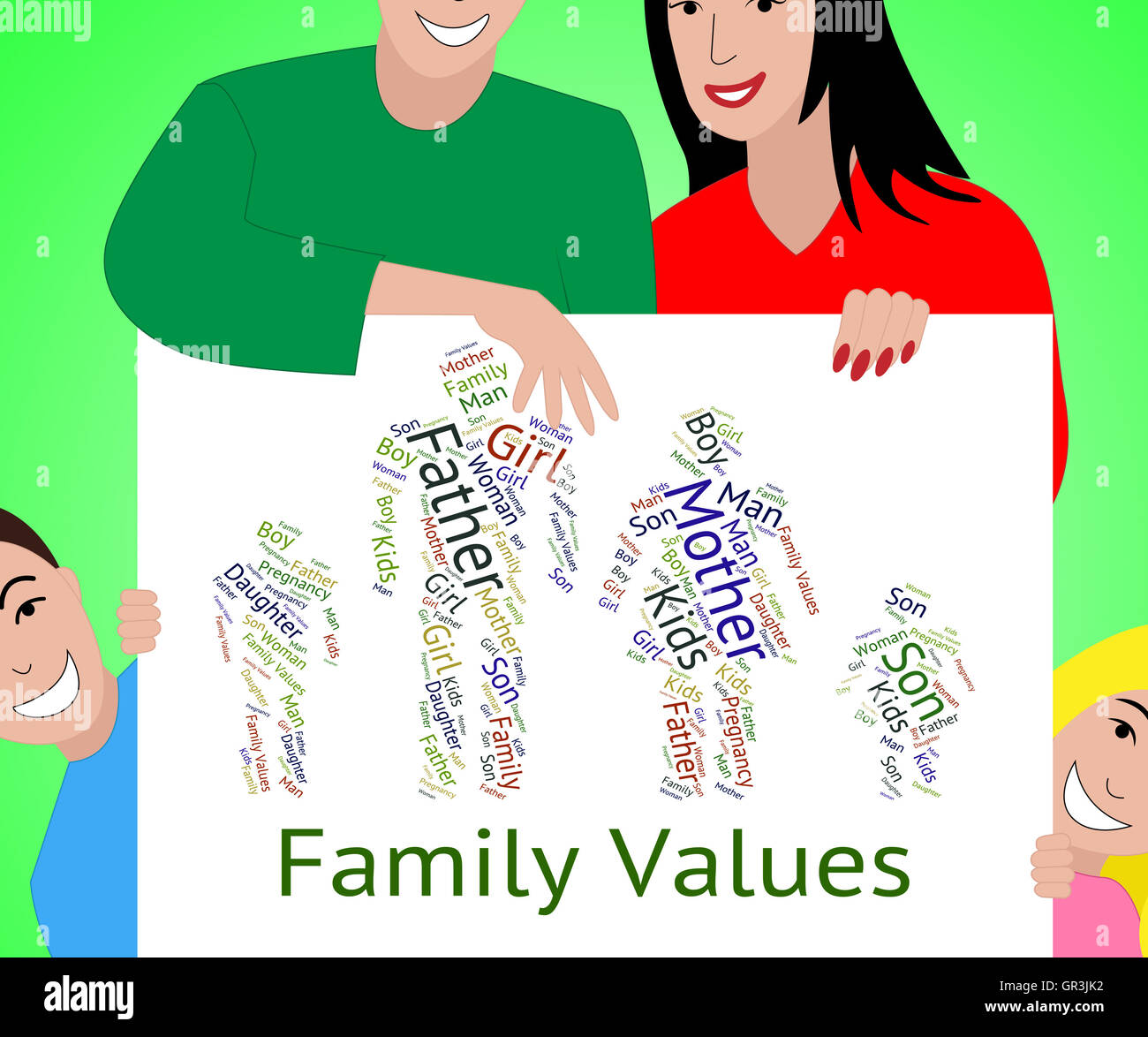 Family Values Indicating Blood Relative And Standards Stock Photo - Alamy