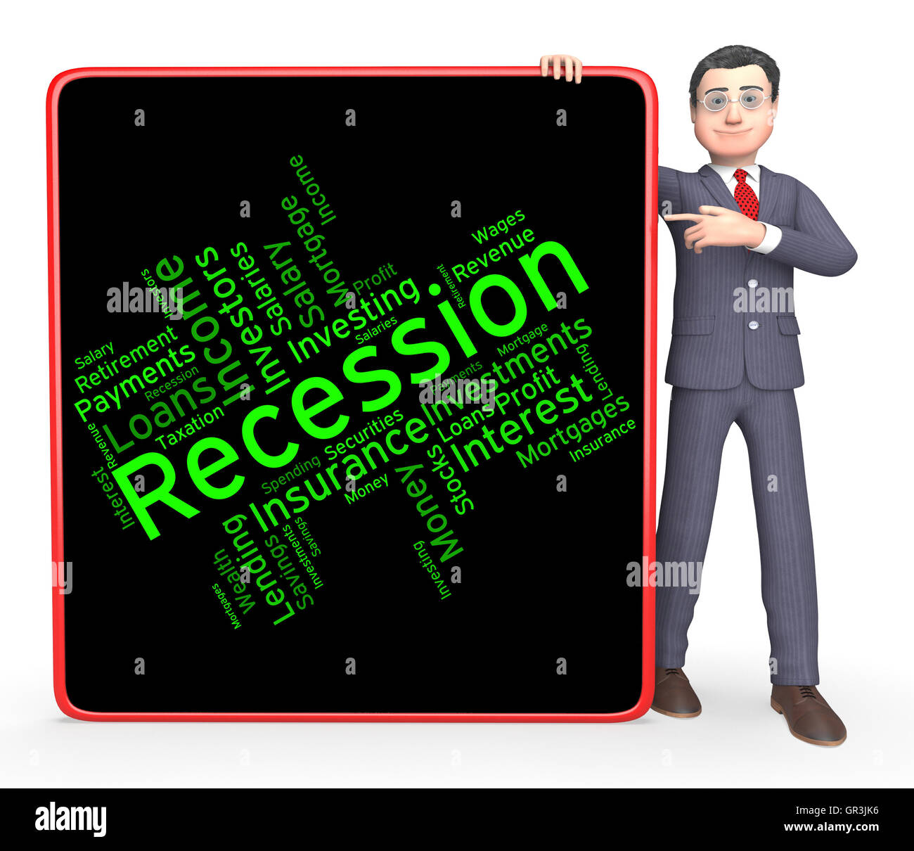 Recession Word Meaning Recessions Depressed And Depression Stock Photo ...