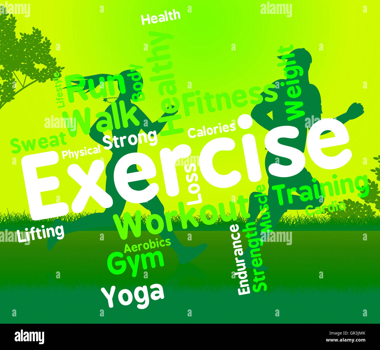 Exercise Words Indicating Physical Activity And Training Stock Photo ...