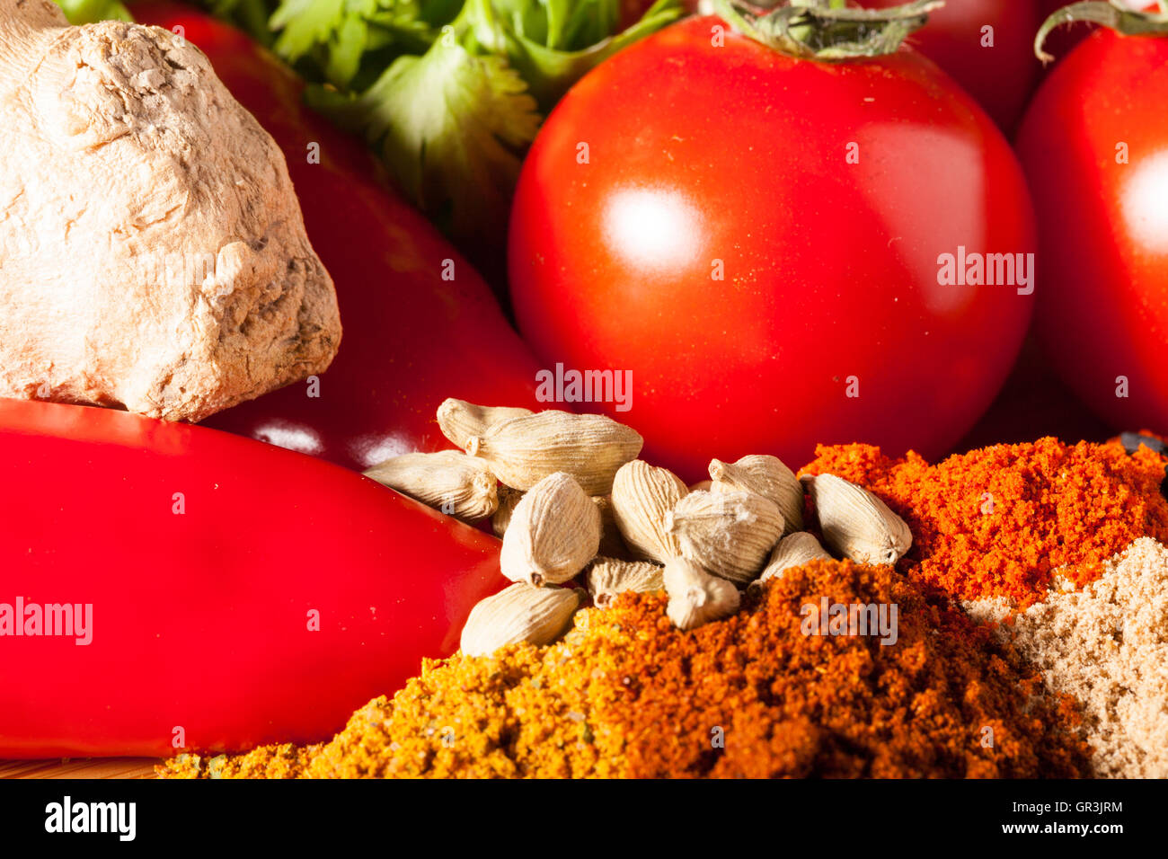 Tomato and spices ingredients for Indian cooking Stock Photo - Alamy