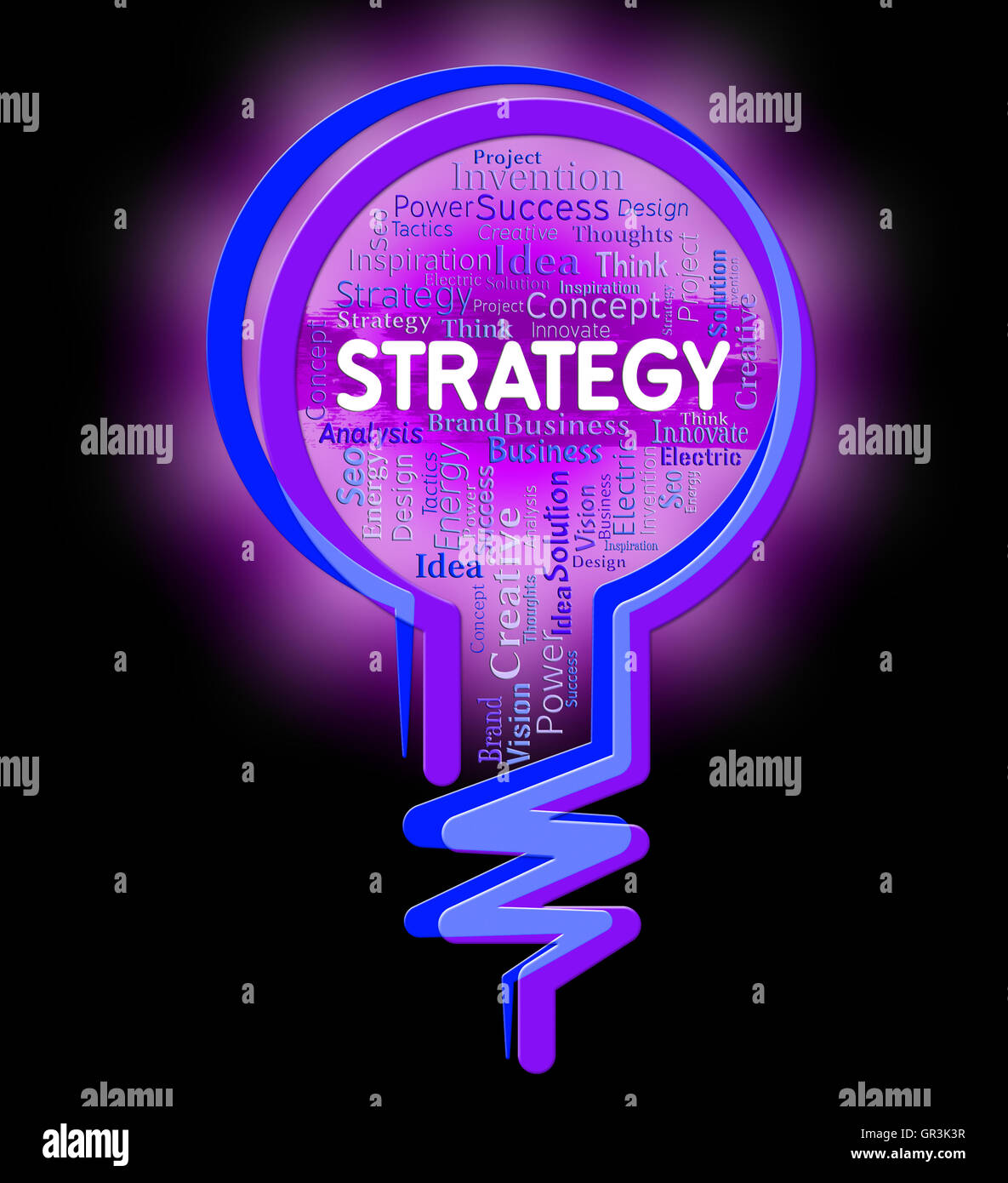 Strategy Lightbulb Representing Plan Innovation And Solutions Stock ...