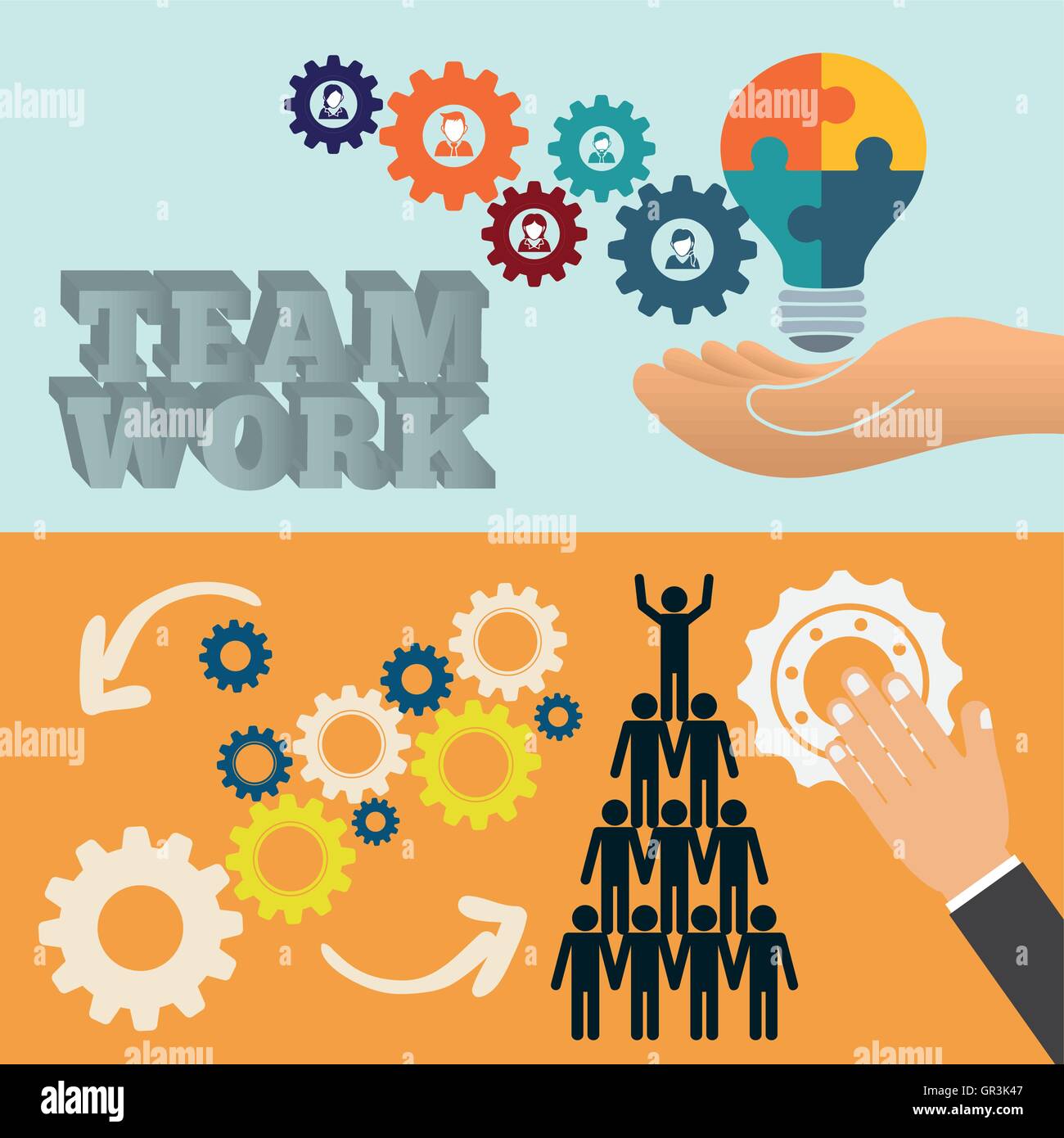 pictogram gears hand teamwork design Stock Vector Image & Art - Alamy