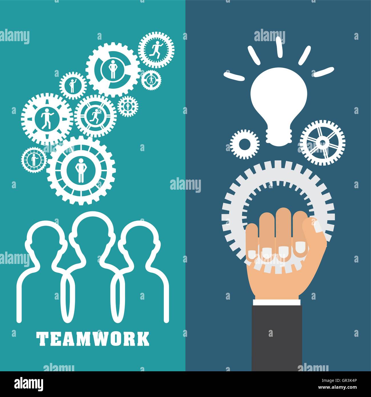 pictogram gears hand bulb teamwork design Stock Vector Image & Art - Alamy