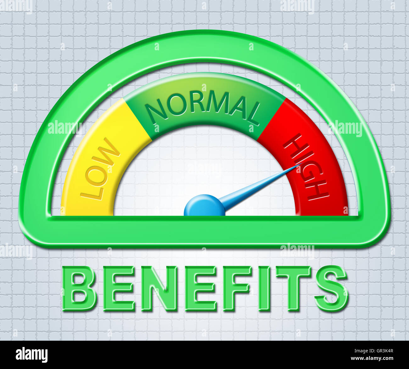 High Benefits Meaning Bonus Measure And Display Stock Photo - Alamy