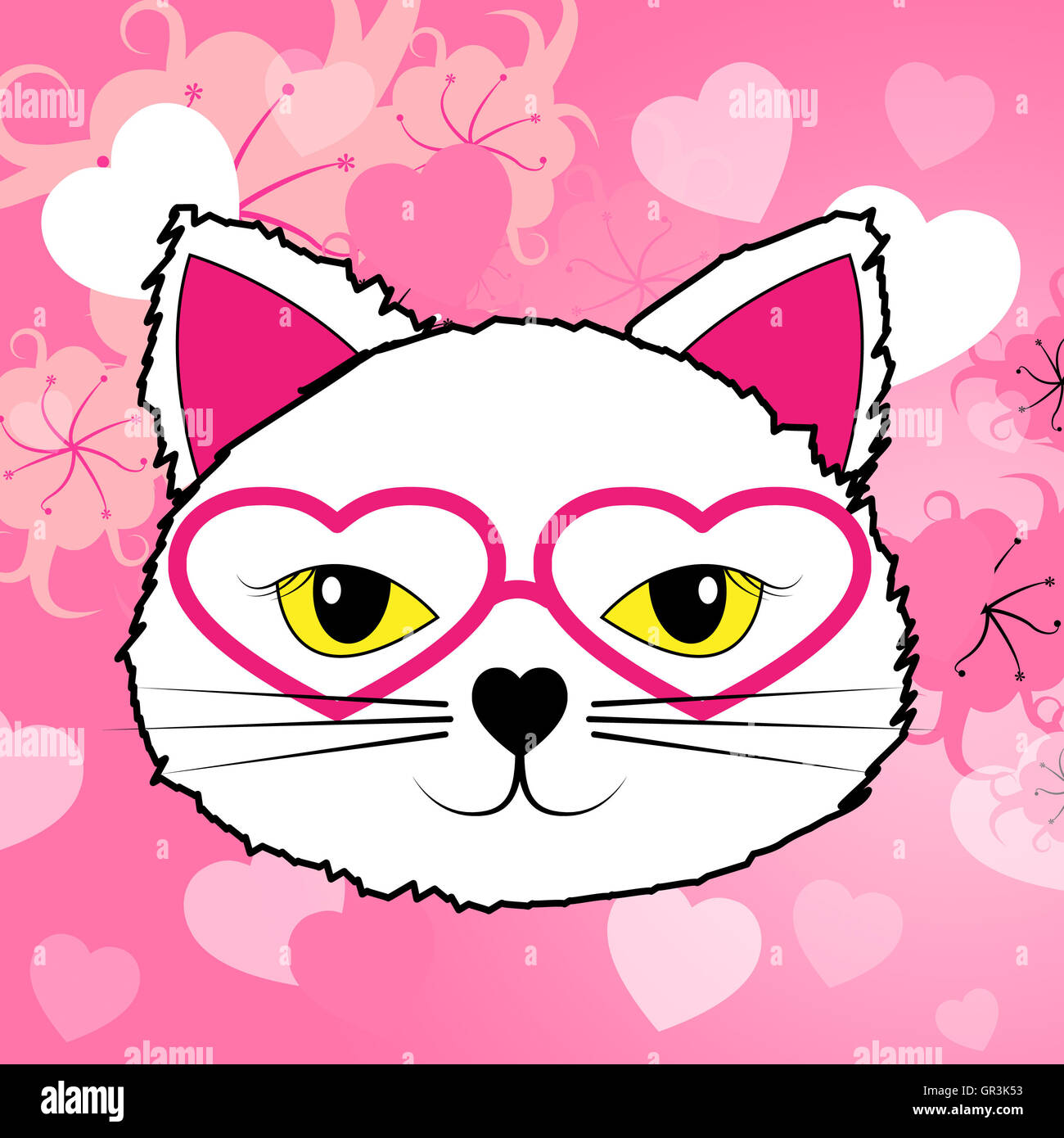 Hearts Cat Showing In Love And Lovers Stock Photo - Alamy