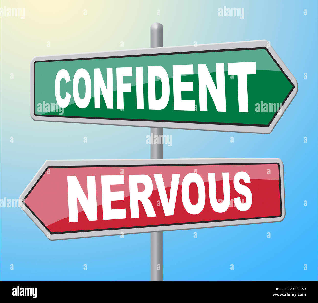 Confident Nervous Signs Meaning Self Assurance And Message Stock Photo ...