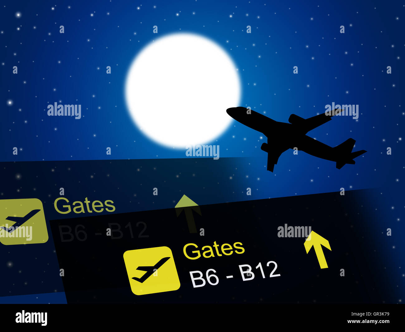 Nighttime Flight Representing Journey Flying And Schedules Stock Photo ... Nighttime Flight Representing Journey Flying And Schedules Stock Photo ...