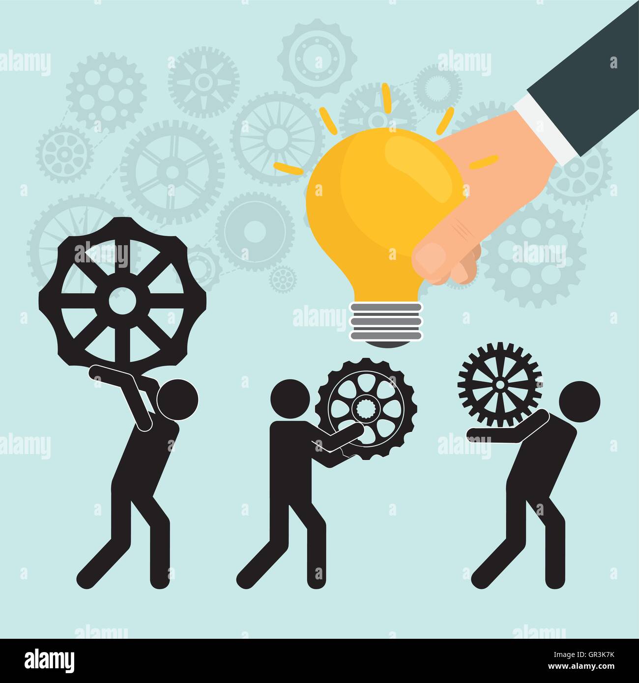 pictogram gears hand bulb teamwork design Stock Vector Image & Art - Alamy
