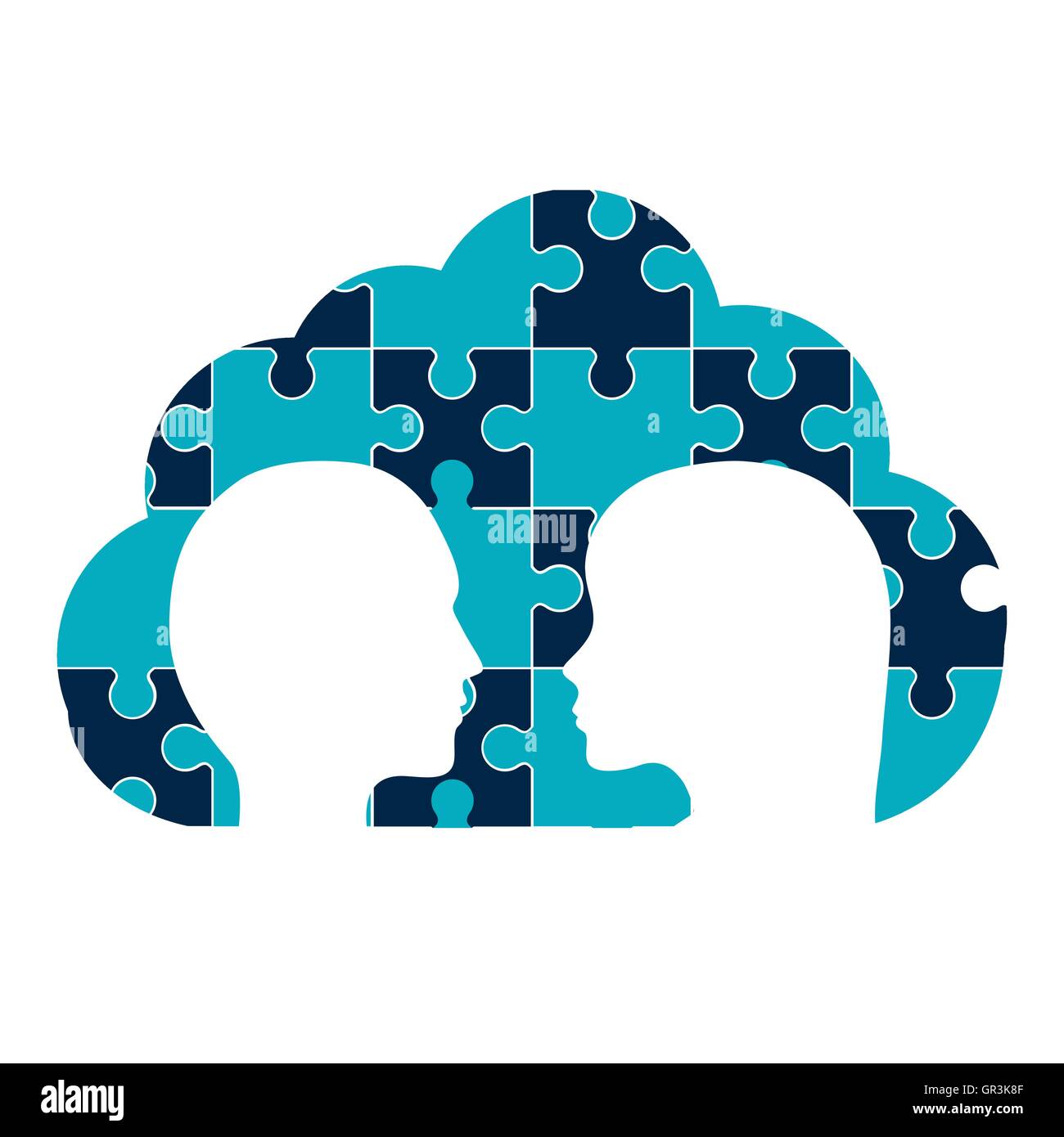 puzzle heads teamwork support design Stock Vector Image & Art - Alamy