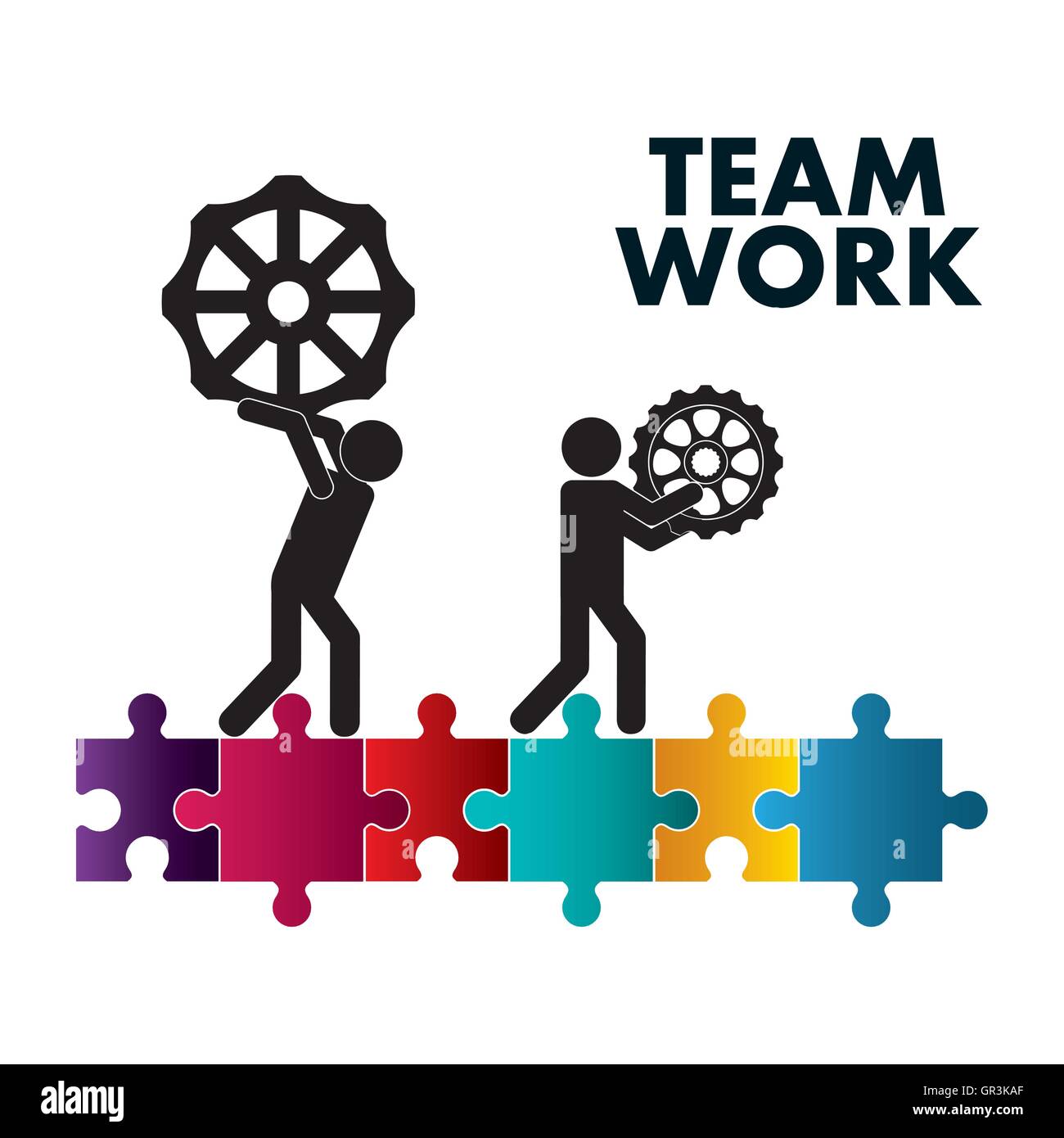 pictogram gears puzzle teamwork support design Stock Vector Image & Art ...
