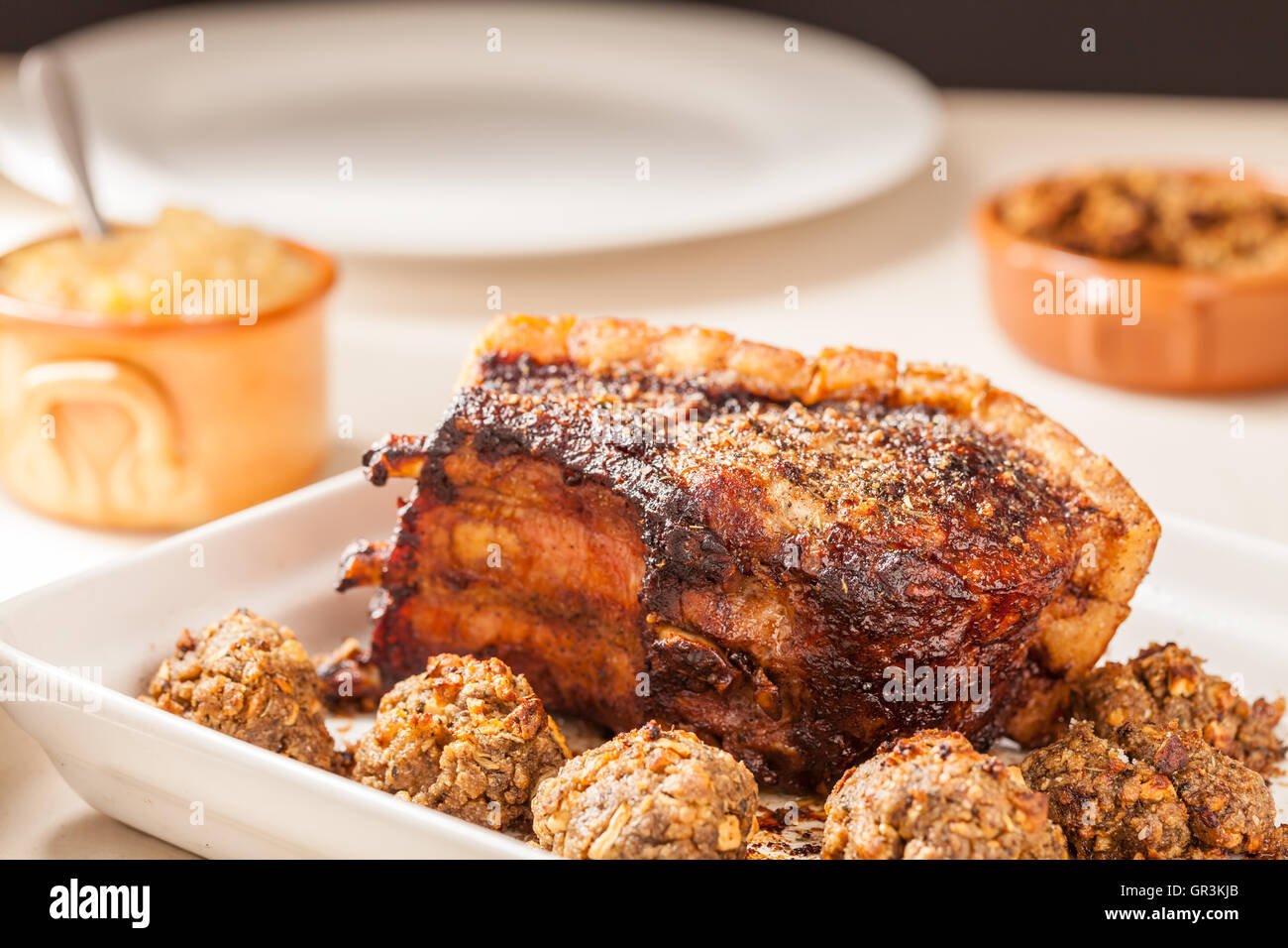 Traditional roast pork joint Stock Photo - Alamy