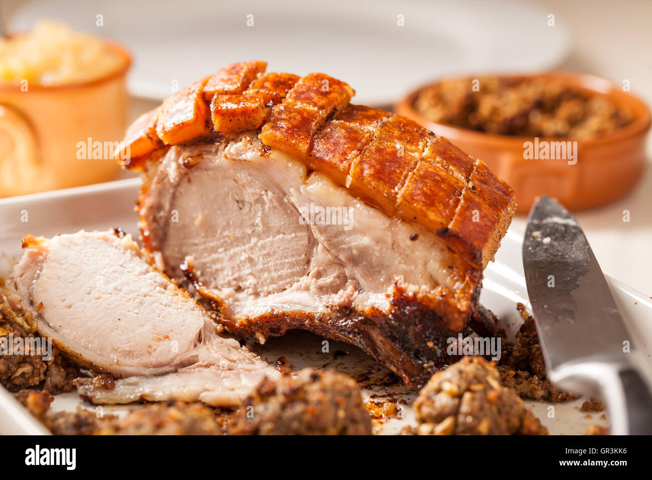 Traditional roast pork joint Stock Photo - Alamy