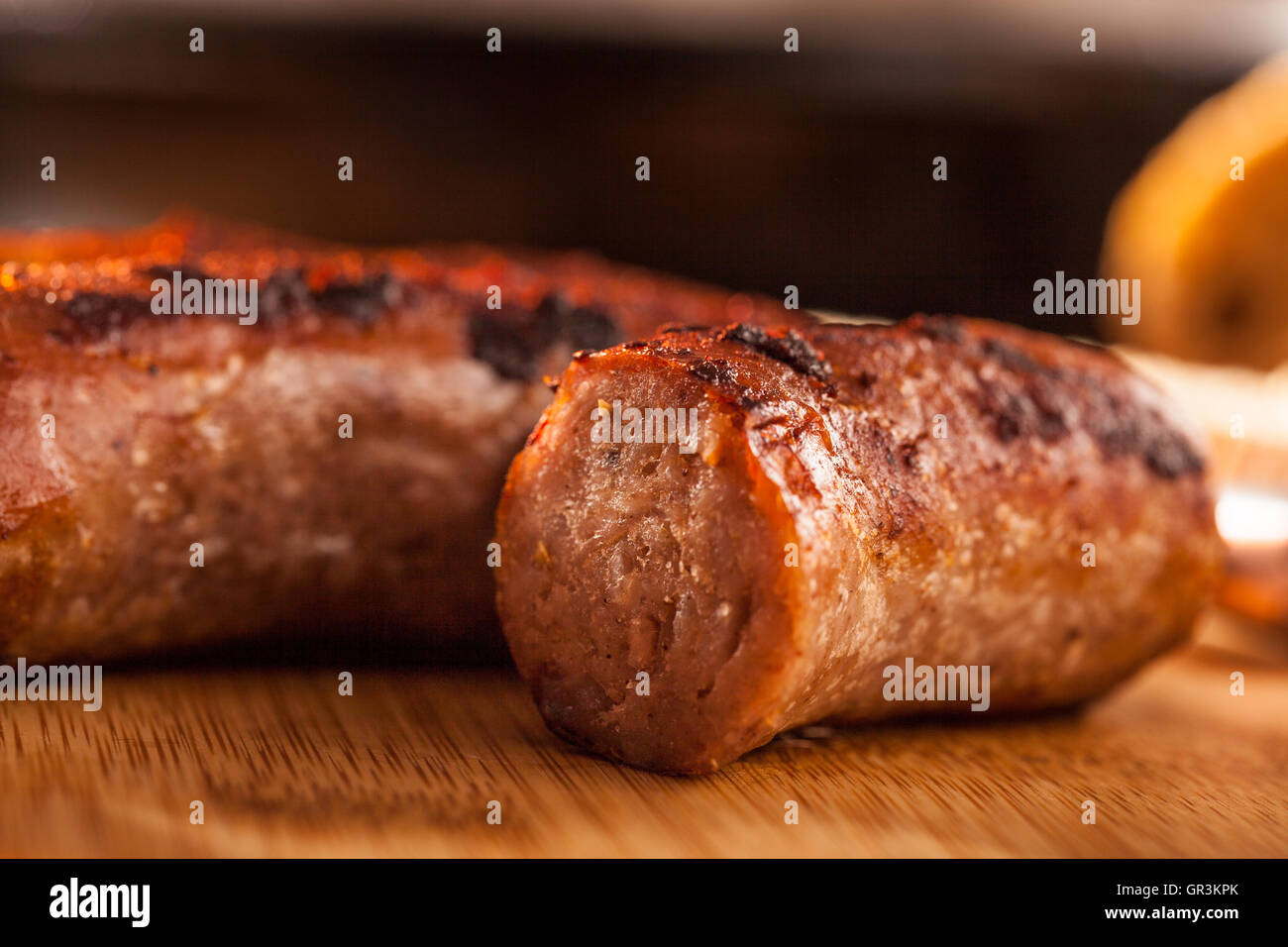 British Sausages Cooked Stock Photo - Alamy