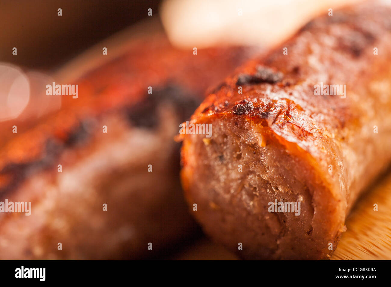 British Sausages Cooked Stock Photo - Alamy