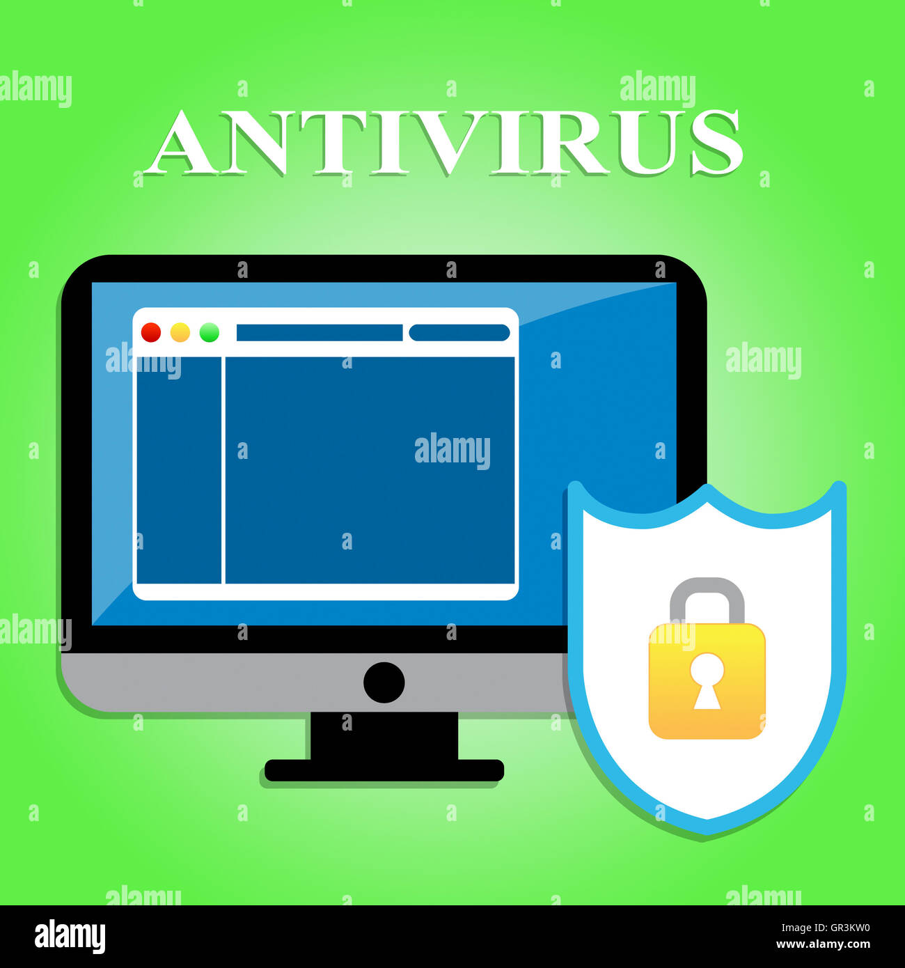 Computer Antivirus Representing Malicious Software And Digital Stock ...