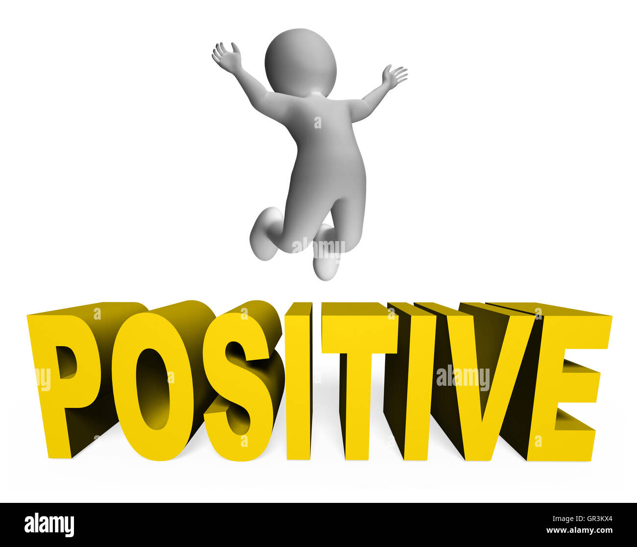 Positive Character Indicating Jumps Illustration And Positivity 3d ...