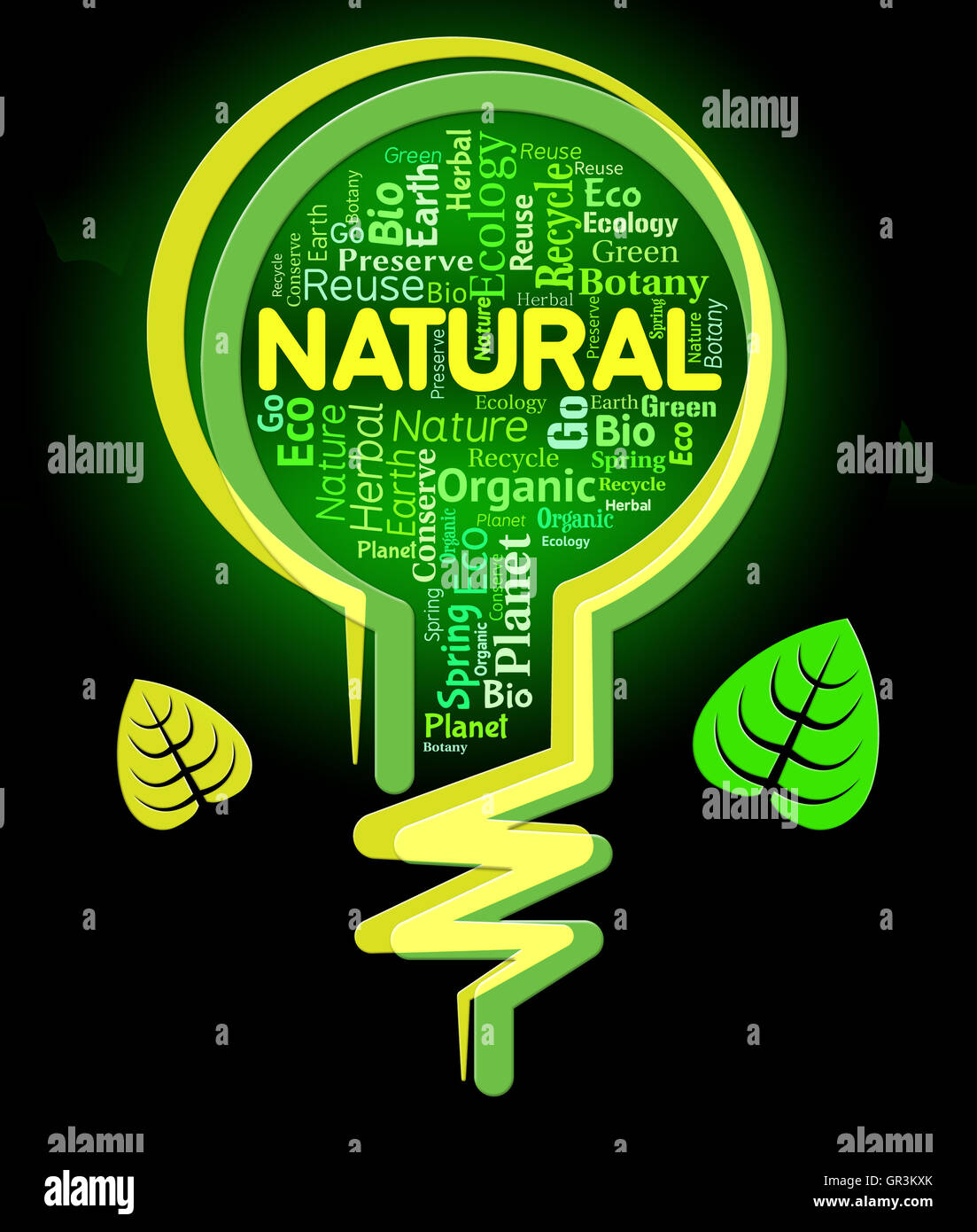 Natural Words Representing Light Bulb And Rural Stock Photo - Alamy
