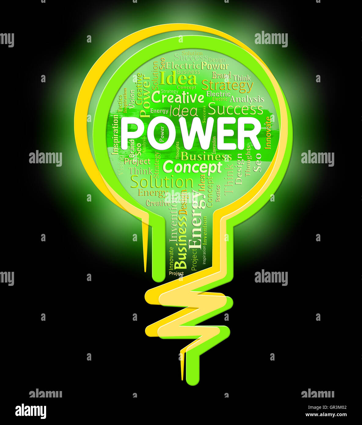 Power Lightbulb Showing Electric Strong And Mightiness Stock Photo - Alamy