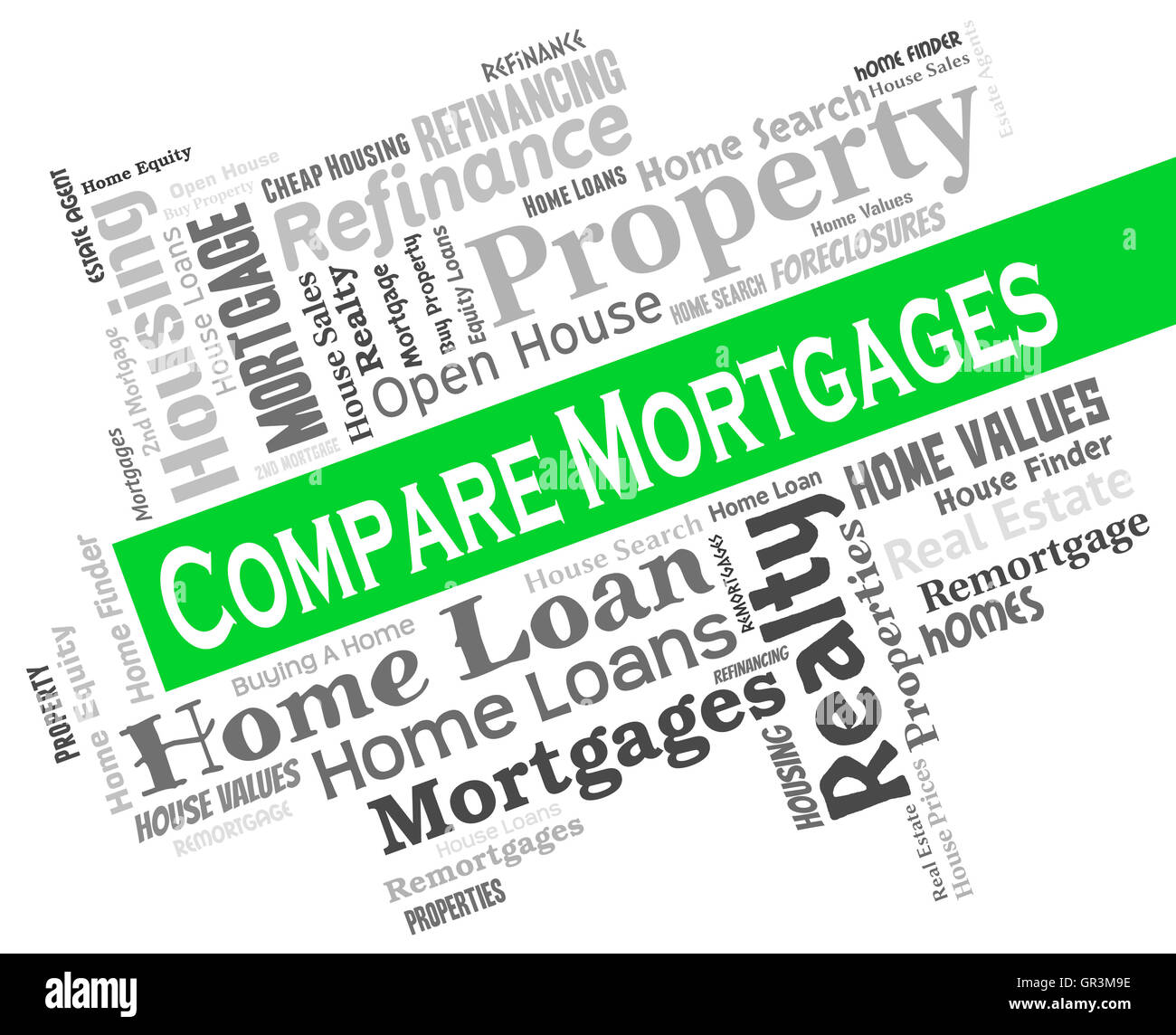 Compare Mortgages Indicating Home Loan And Homes Stock Photo - Alamy