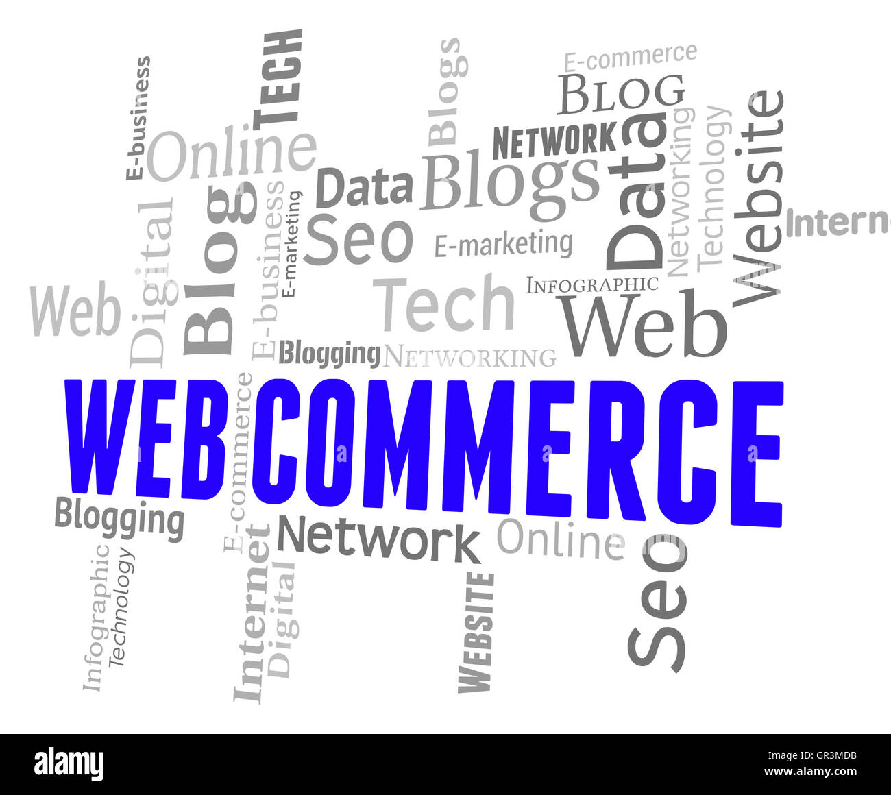 Web Commerce Representing Ecommerce Text And Buying Stock Photo - Alamy