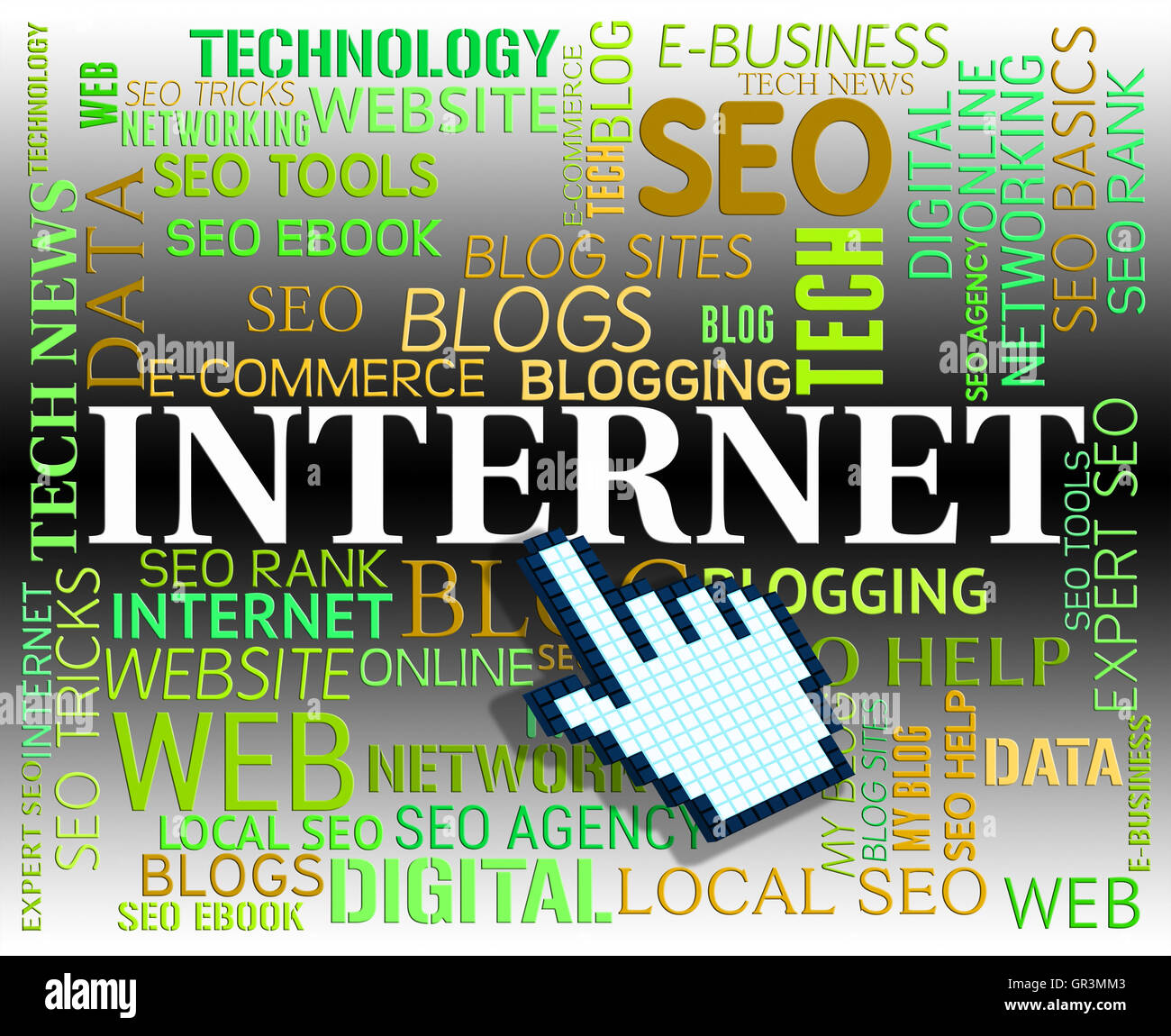 Internet Word Meaning High Tec And Website Stock Photo - Alamy