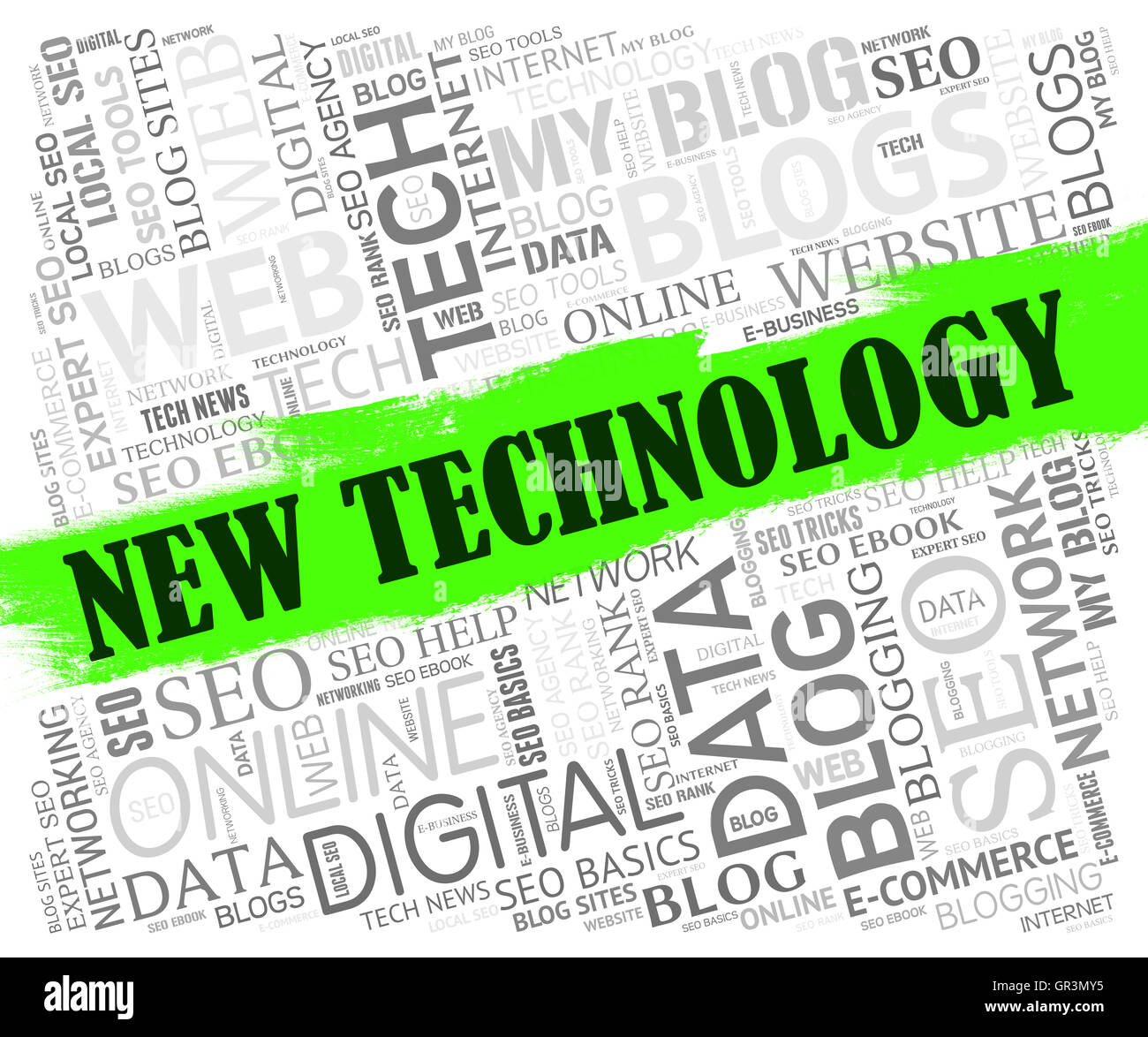 New Technology Meaning Technologies Updates And High-Tech Stock Photo ...