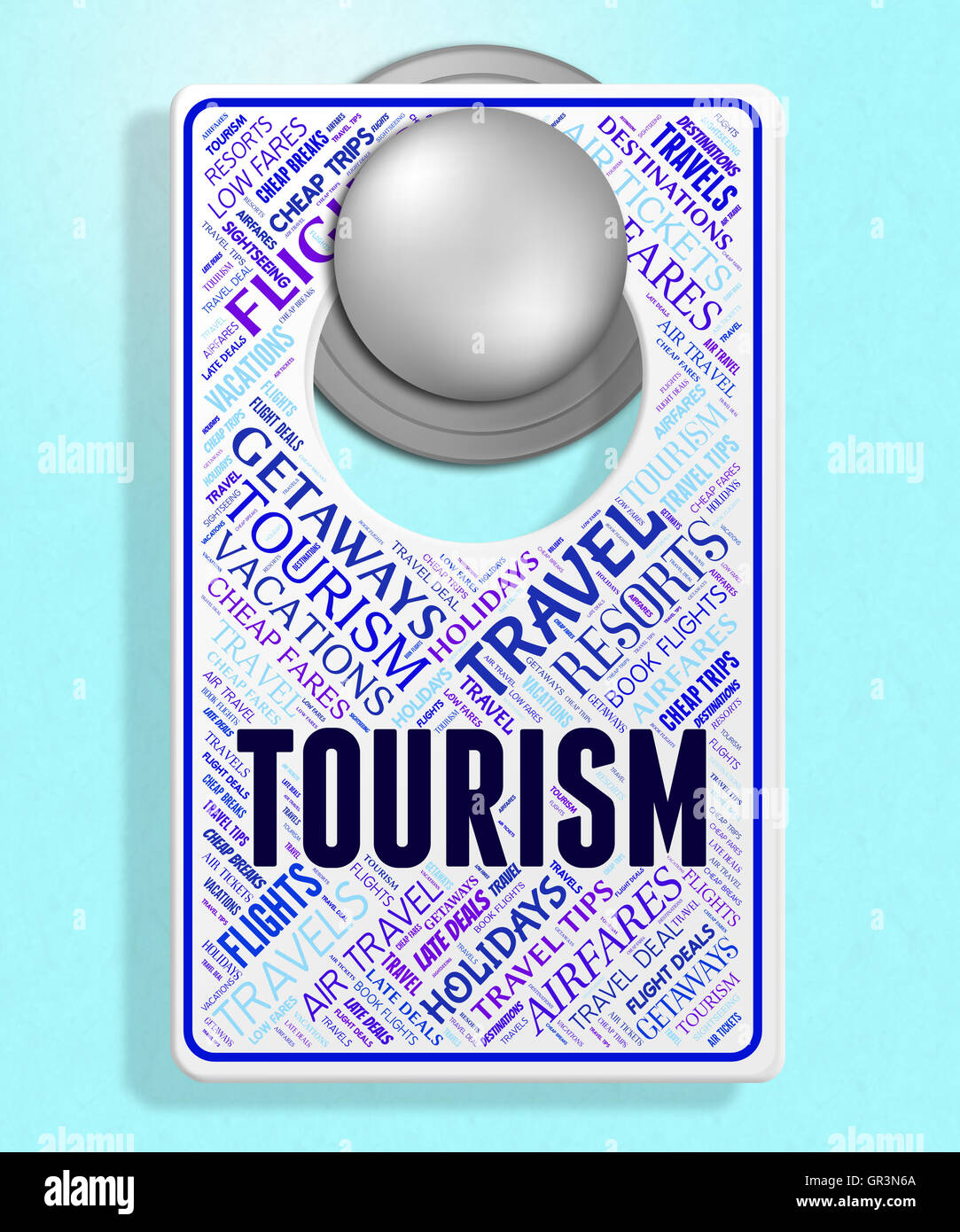 Tourism Sign Representing Vacation Destinations And Signs Stock Photo ...