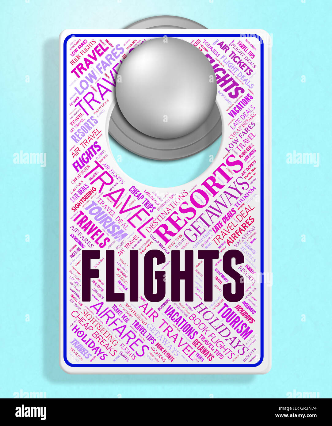 Flights Sign Showing Travel Signboard And Aircraft Stock Photo - Alamy