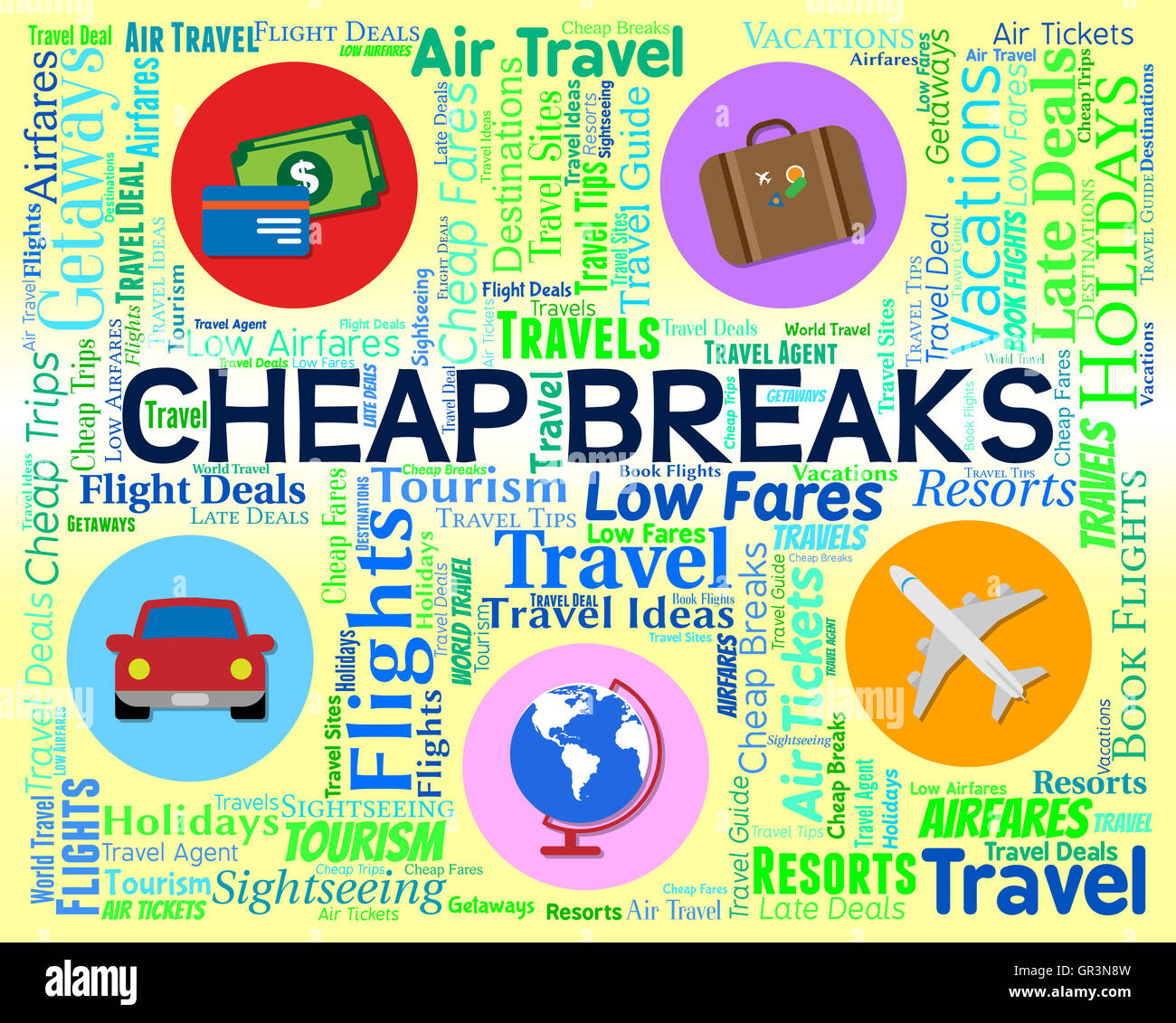 Cheap Breaks Indicating Low Cost And Sale Stock Photo - Alamy