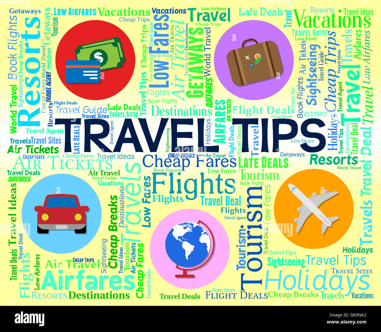 Travel Tips Meaning Trips Holiday And Holidays Stock Photo - Alamy