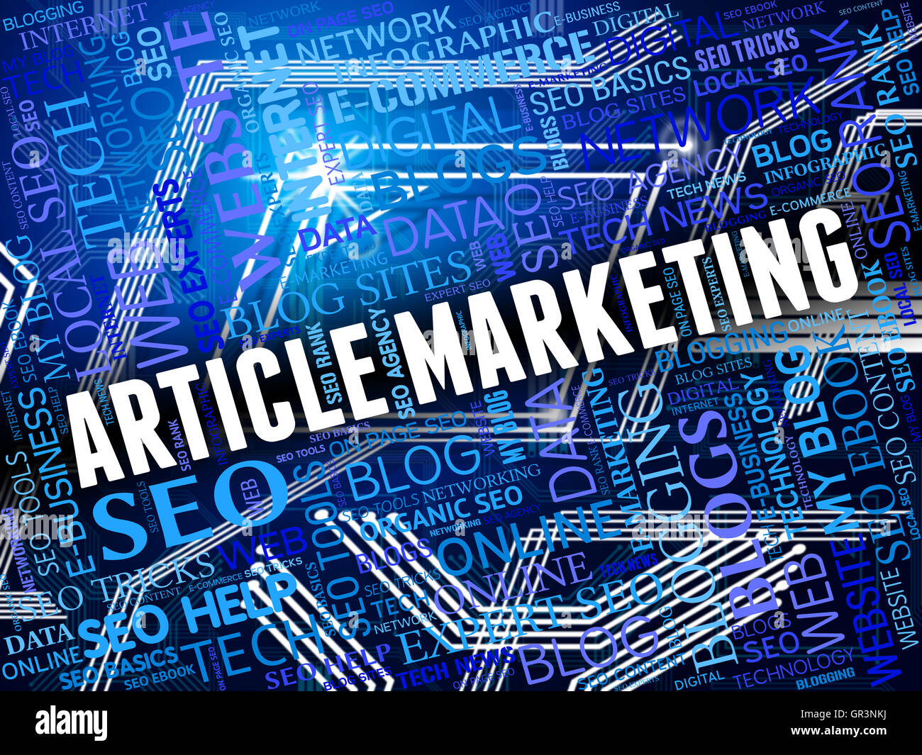 Article Marketing Meaning Search Engine And E-Commerce Stock Photo - Alamy